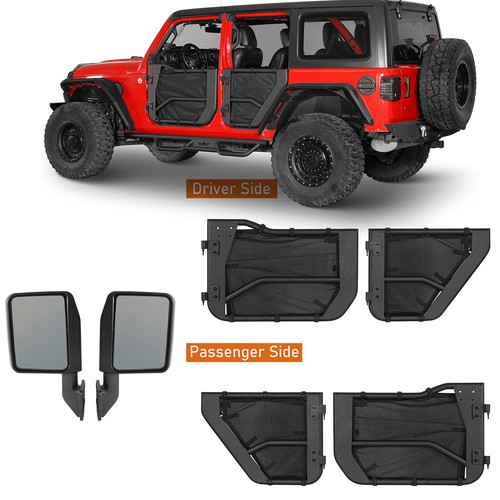 Offroad Tube Half Doors+ Rear View Mirrors Fit 18-25 Jeep Wrangler JL ...