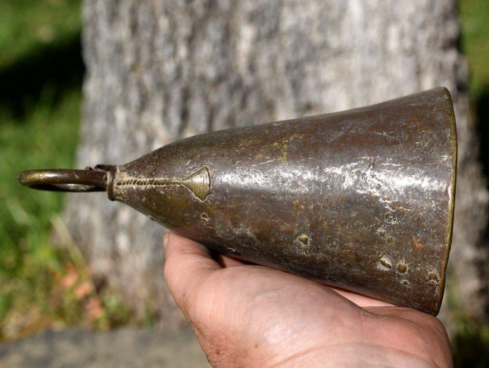 Antique African Chamba Tribal Brass Metal Cattle Cow Bell Benue River ...