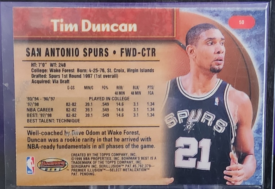 1998 Bowman's Best #50 Tim Duncan San Antonio Spurs | eBay