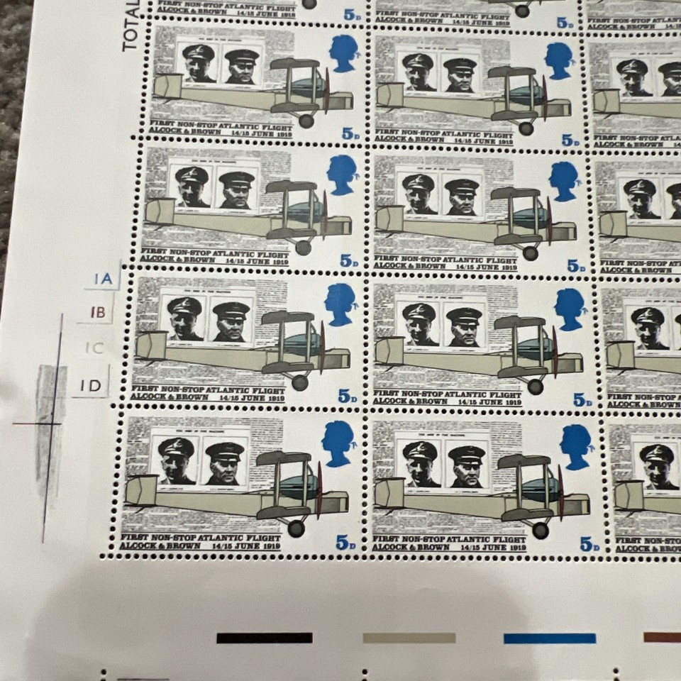 GB 1960s QEII 5d FIRST NON STOP ATLANTIC FLIGHT STAMPS SHEET OF 120 ...