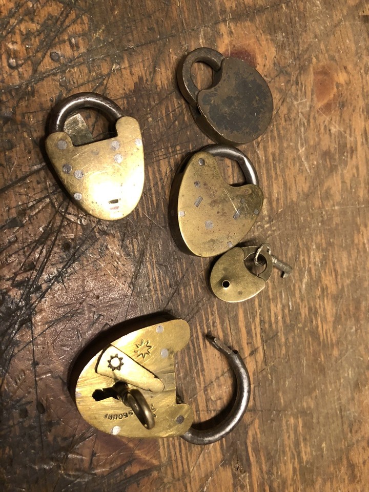 Antique Vintage Mini Padlock Lot Some With Keys Please Read Description ...