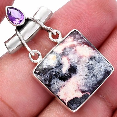 Indian Blanket Jasper & Amethyst 925 Sterling Silver Pendant Jewelry P ...