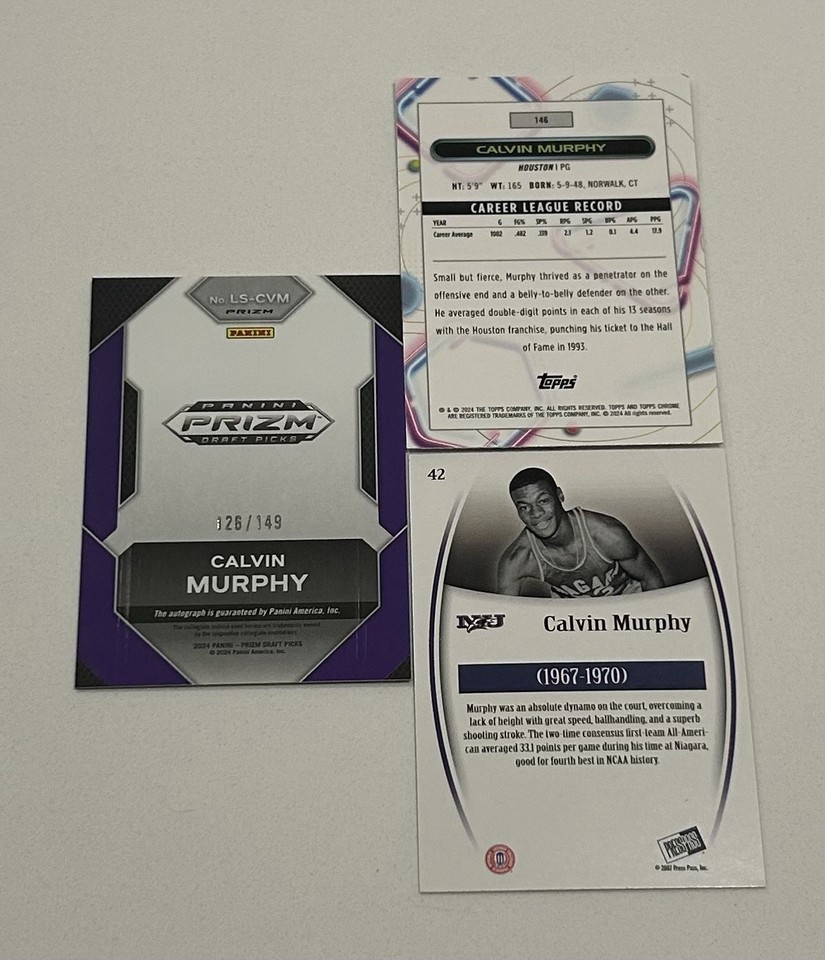 Calvin Murphy Blue Prizm Legacy Signatures/ 149- Legends/ Chrome (3 ...