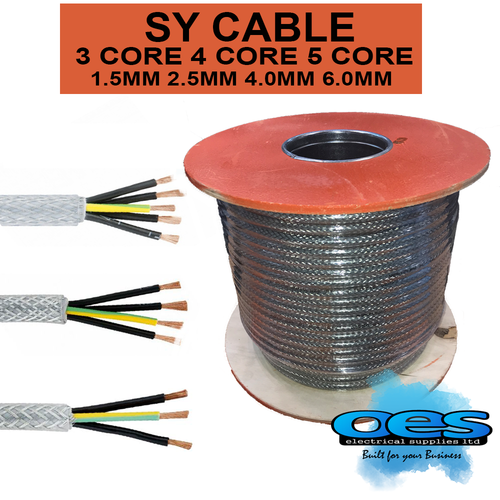 SY CABLE STEEL BRAIDED ARMOURED FLEXIBLE PVC CONTROL CABLE 3,4,5 CORE ...