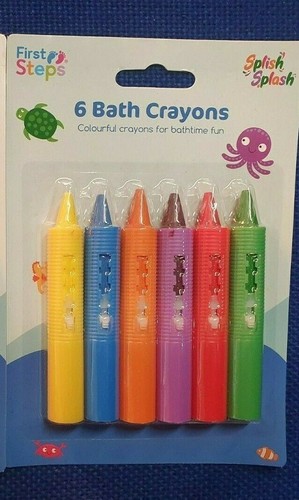 BATH CRAYONS PEN 6 PACK colourful bath time kids fun washable drawing ...