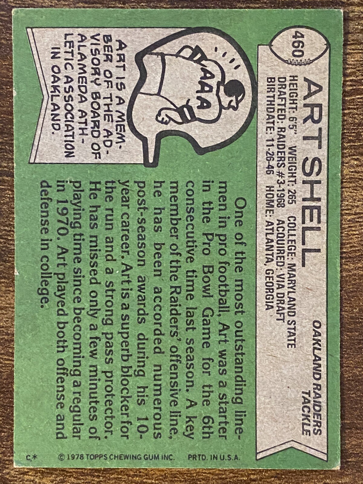 1978 Topps Art Shell Football Card #560 - HOF | eBay