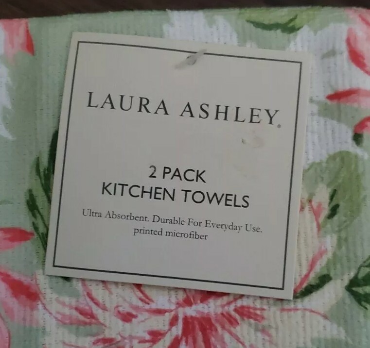 New Set Of 2 Laura Ashley Microfiber Spring Floral Blooms Dish Towels ...