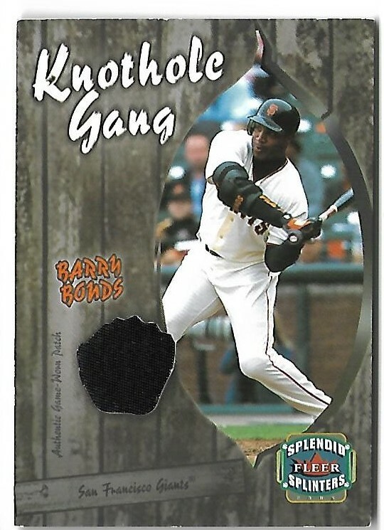 BARRY BONDS 2003 FLEER SPLENDID SPLINTERS KNOTHOLE GANG GAME-WORN PATCH ...