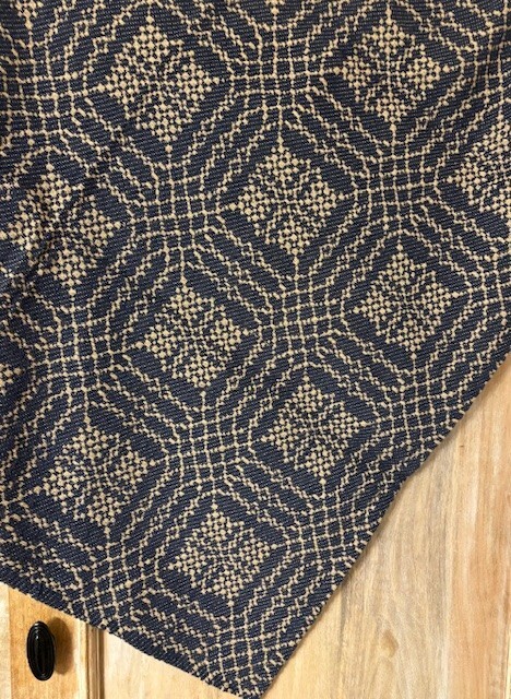 New Primitive NANTUCKET NAVY COVERLET TABLE SQUARE Tablecloth Topper 34 ...