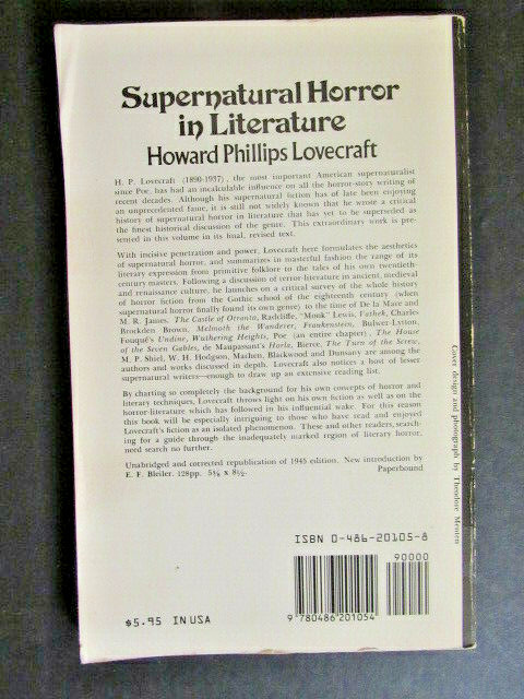 Supernatural Horror in Literature (Dover 1973) Howard P. Lovecraft, PB ...