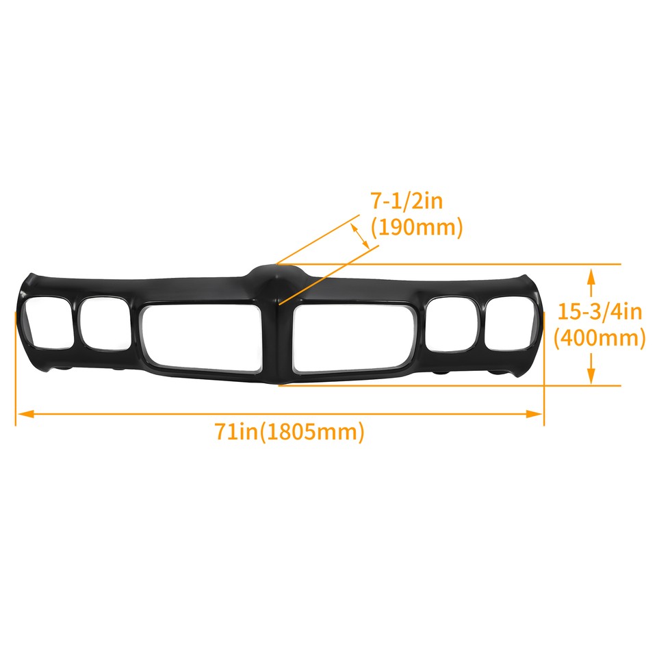 1970 Pontiac GTO Lemans Black Front Bumper Cover Fascia With Fog Light ...