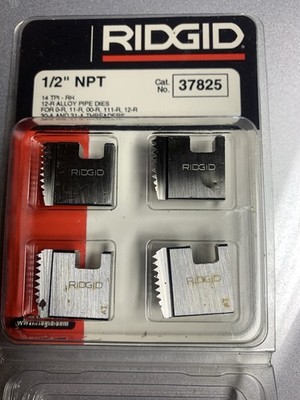RIDGID 37825 1/2” NPT Pipe Threader Die Set – 12-R Alloy Pipe Dies ...