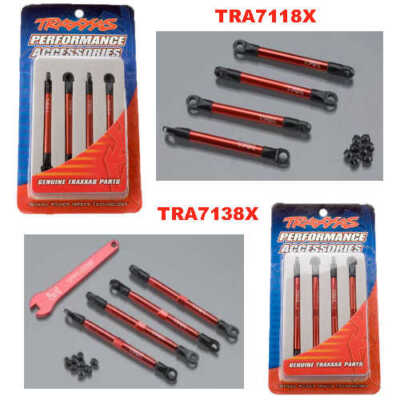 Traxxas 7118X Aluminum Push Rods & Toe Links Red Combo : 1/16 E-Revo ...