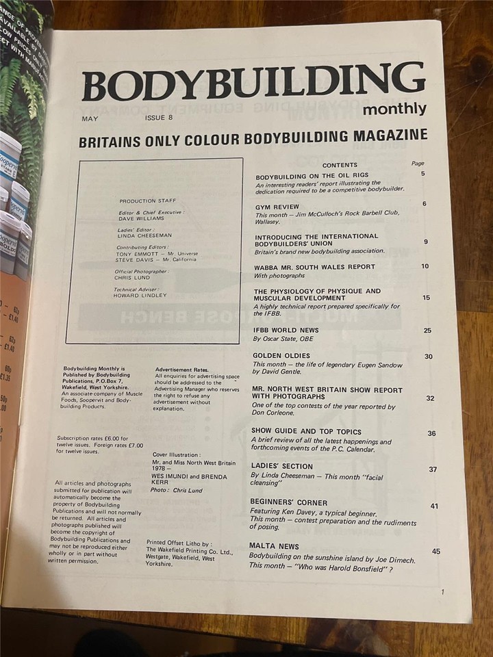 BODYBUILDING MONTHLY muscle magazine WES IMUNDI & BRENDA KERR 5-78 (UK ...