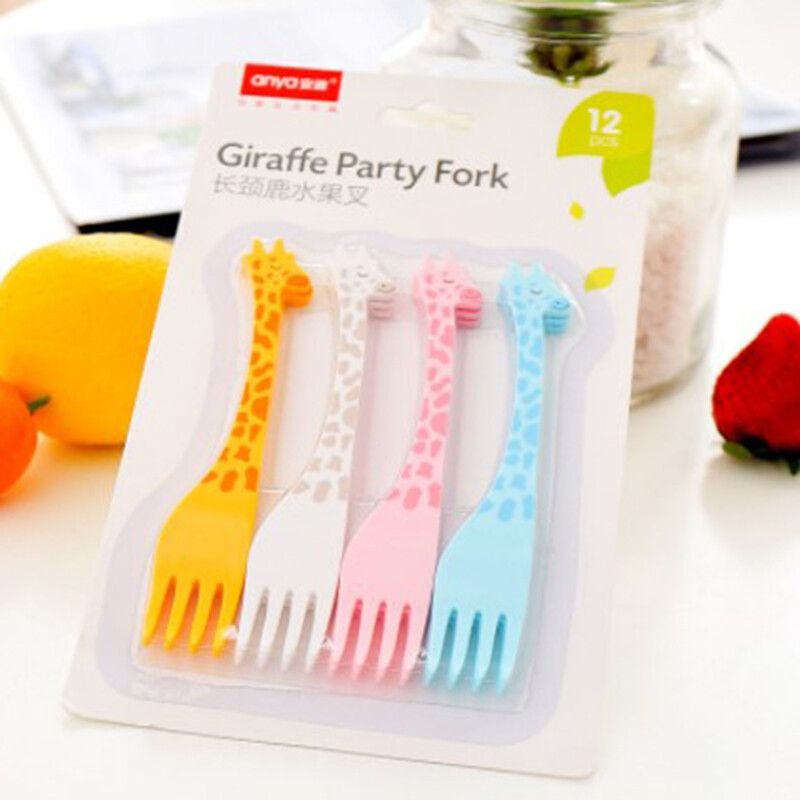 12pcs/set Cartoon Giraffe Shape Food Picks Fruit Snack Toothpick Desert ...