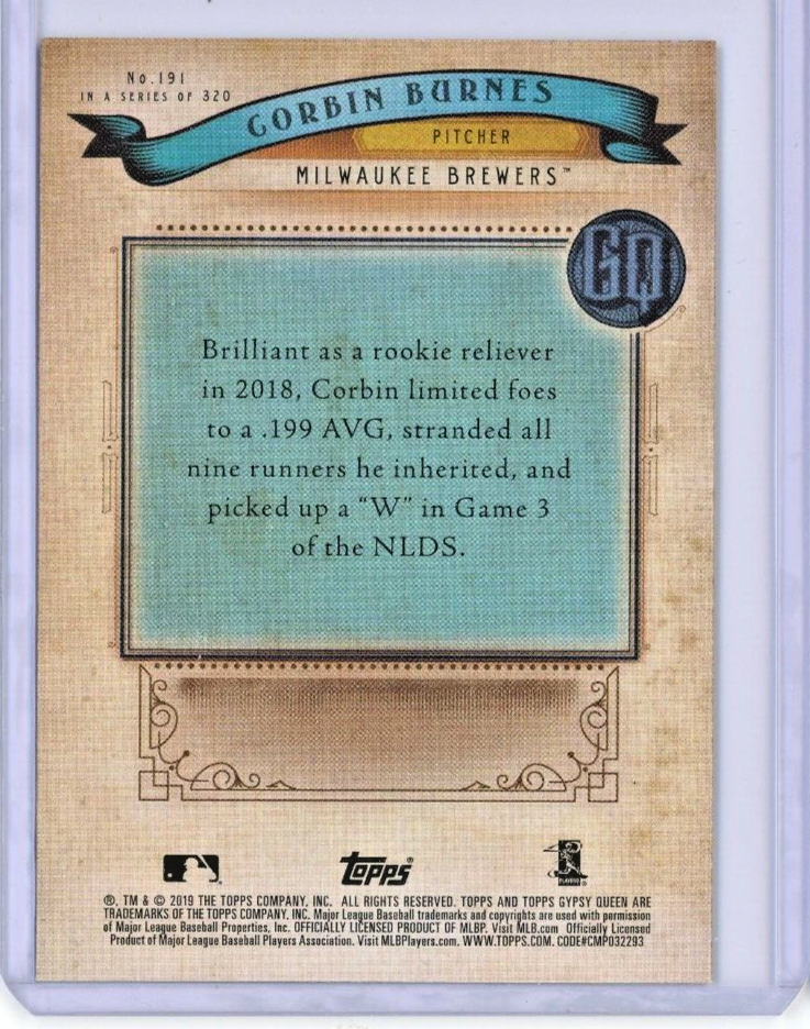 2019 Topps Gypsy Queen #191 Corbin Burnes - Milwaukee Brewers - MINT | eBay