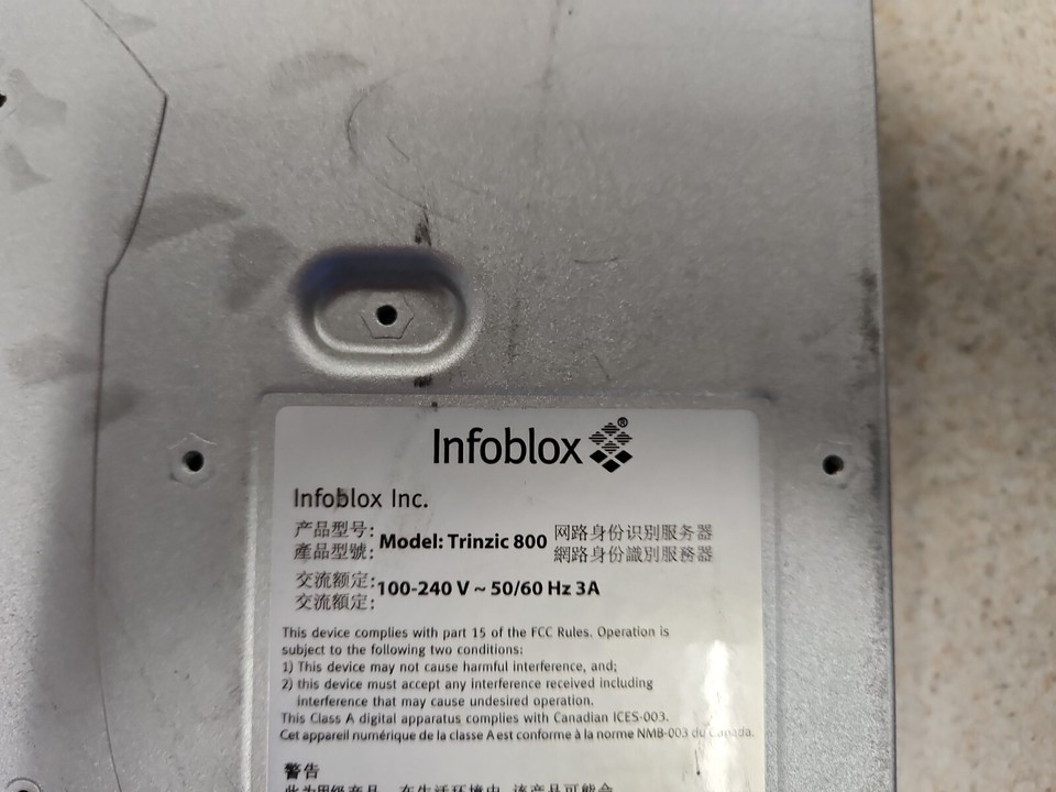 Infoblox Trinzic 800 TE-800-Base-AC Network Services DDI Appliance DNS ...