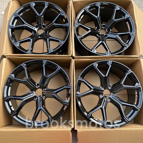 21" GLOSS BLACK WHEELS RIMS FIT 2019+ BMW X5 2020+ X6 741 21X9.5 21X10 ...