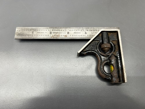 (c) VINTAGE UNION TOOL CO 6" HARDENED MACHINIST COMBINATION SQUARE W ...