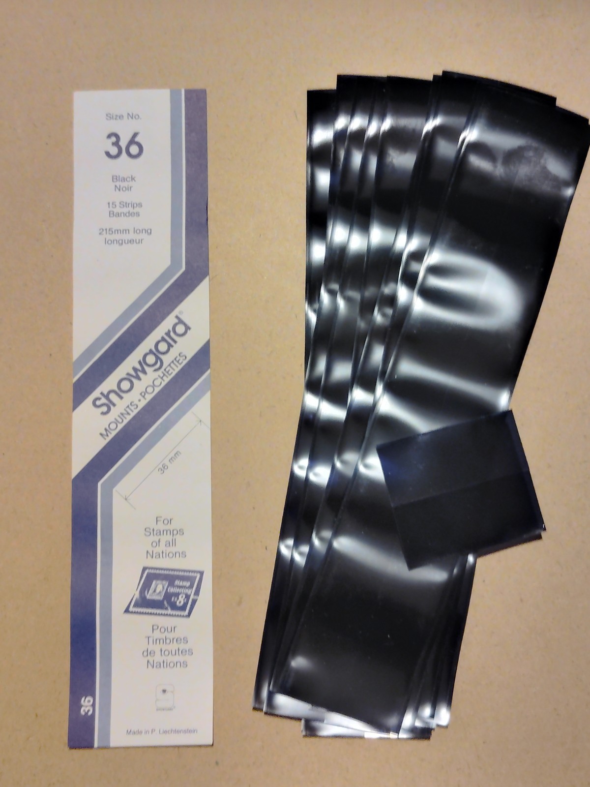 Showgard Size 36 Black Stamp Mounts 10 Strips Open Box | eBay