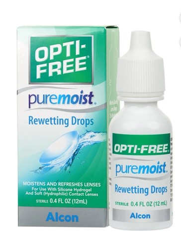 OPTI-FREE Pure Moist REWETTING DROPS Alcon .4oz moisturizes 12ml 10/ ...
