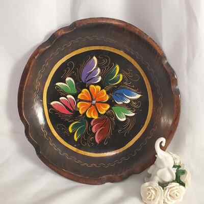 Mexican Batea Floral Bowl, Handpainted Folk Art Wood Dish, Bohemian ...
