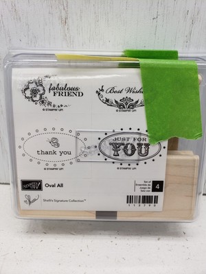 2008 Stampin Up Oval All 4 pc RUBBER INK STAMP SET Fabulous Friend Best ...