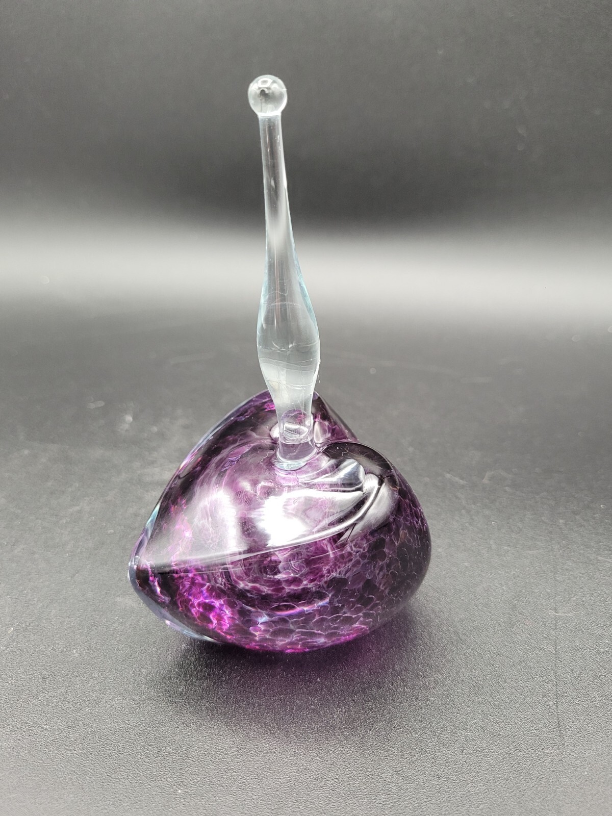 Art Glass Purple Heart Perfume Bottle Paperweight Signed Mark Ellinger ...