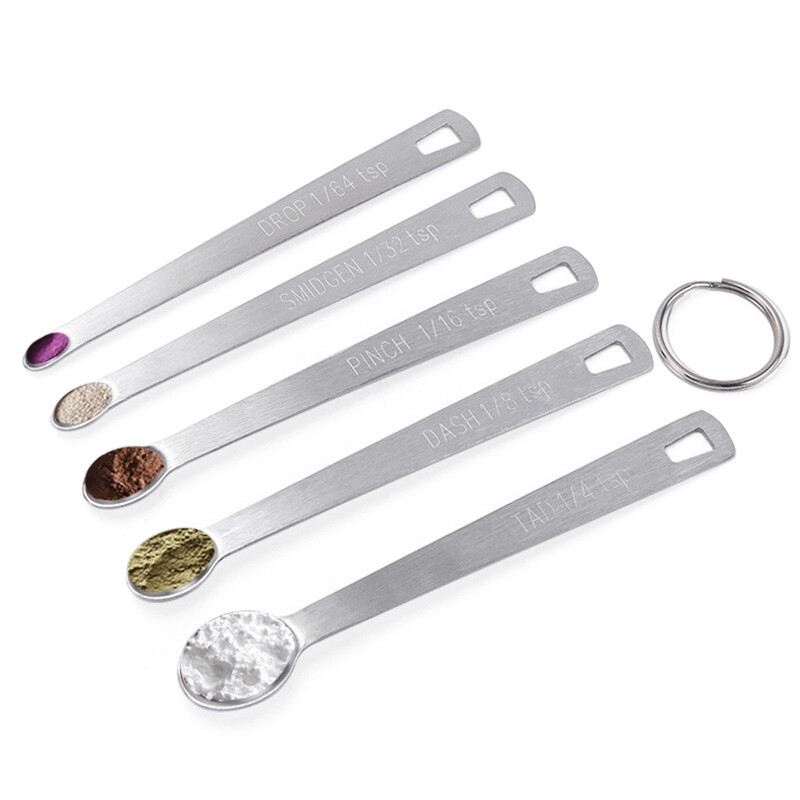 5pcs/Set Measuring Spoon Stainless Steel Coffee Seasoning Multiple Size ...