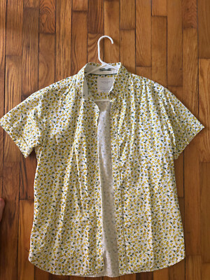 CACTUS MAN Ricky Singh SMALL White lemon print Short Sleeve Shirt Men's ...