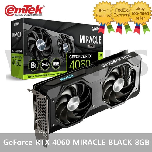 emTek GeForce RTX 4060 MIRACLE BLACK D6 8GB Gaming Graphic card ...