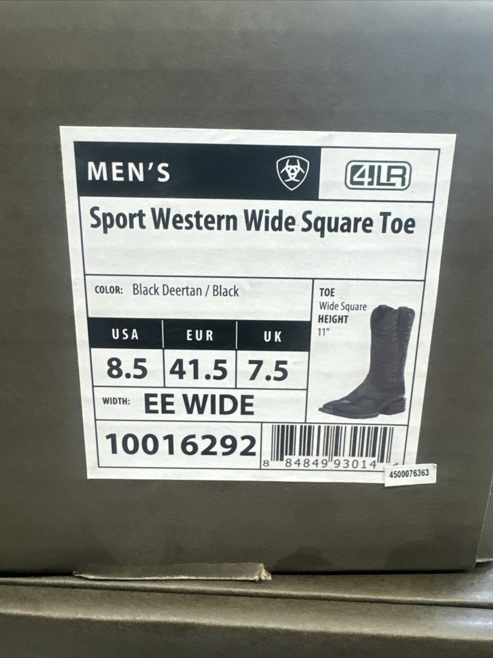 PICK SIZE - Ariat 10016292 Men's Black Sport Western Wide Square Boots ...