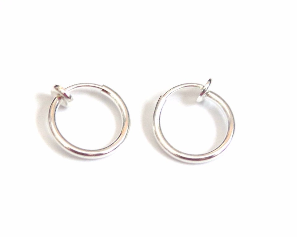 CLIP-ON EARRINGS SMALL HOOP PLATED GOLD OR SILVER TONE 0.50 INCH HALF ...