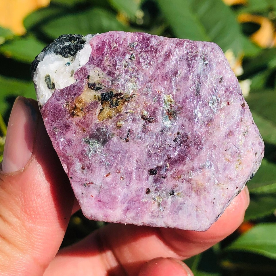 148g Natural Red Corundum Triangle Mark Ruby Rough Crystal Mineral ...