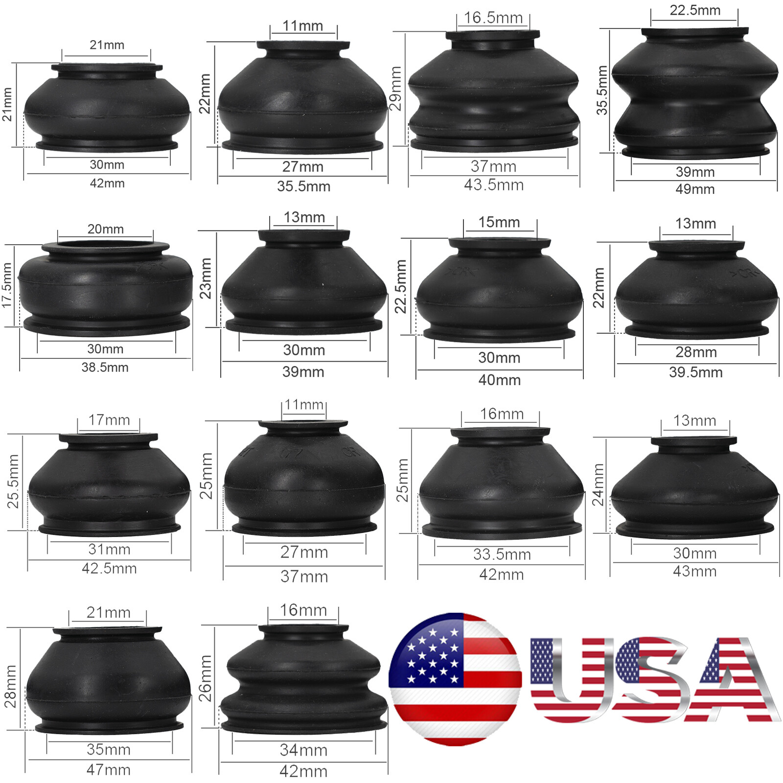 14Pcs Rubber Ball Joints Boots Dust Cover Tie Rods Linkages Ends ...