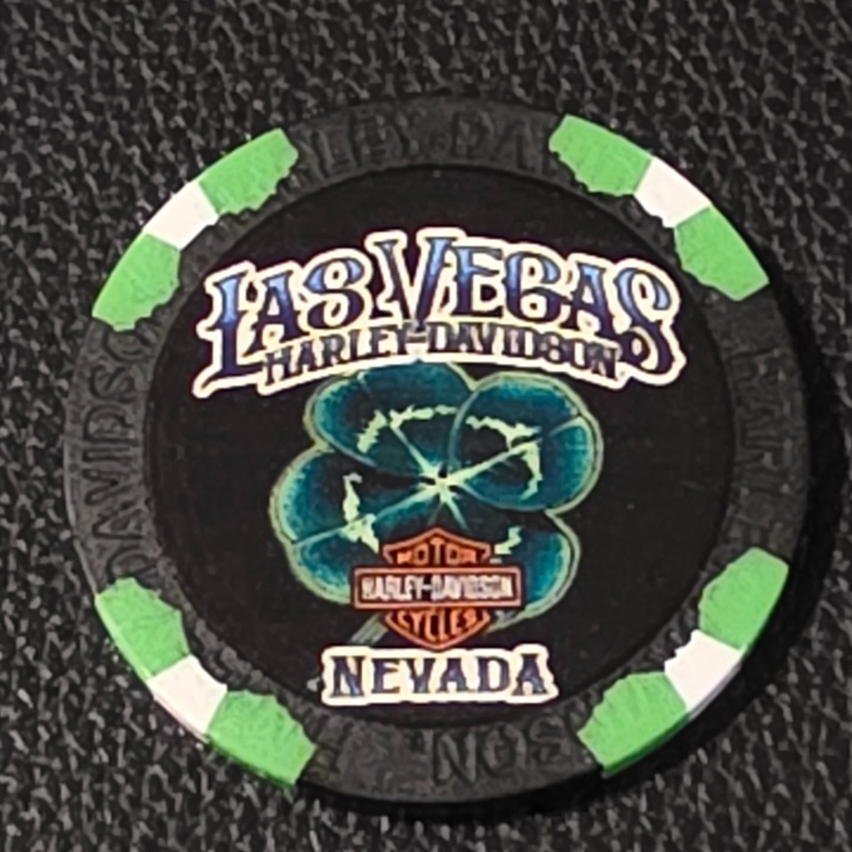 LAS VEGAS HD ~ NEVADA (Black/Green Wide Print) Harley Davidson Poker ...