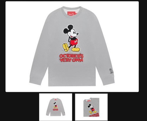 DISNEY X OVO Classic Mickey Crew Neck - Heather Gray. Brand New, Large ...