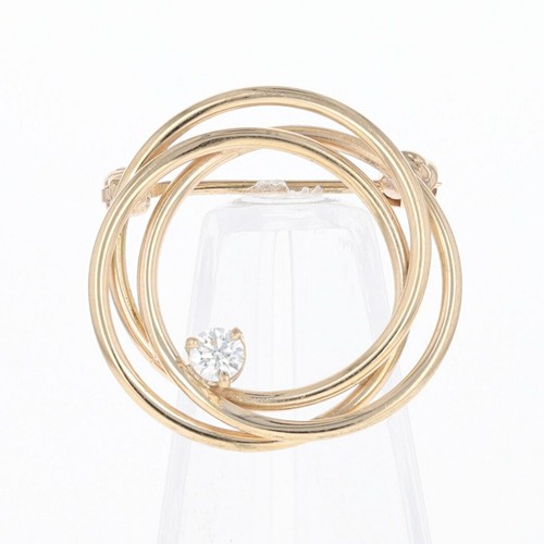 .07ct Round Cut Diamond Solitaire Interlocked Circles Pin/Brooch 14k ...