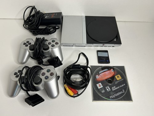🔥Sony PlayStation 2 PS2 Slim Silver SCPH-79001 TESTED Box, Controllers ...