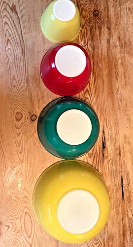 4 Vintage Pyrex Primary Colors Mixing Bowl Set Nesting Excellent ...