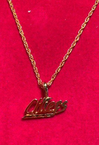 CHIEFS SPORTS TEAM 14KT GOLD PLATED SPARKLE CUT CHARM & 24 INCH ROPE ...