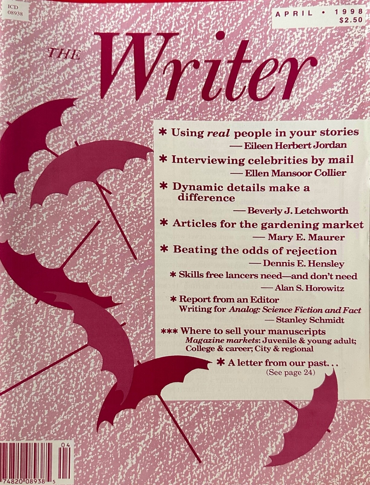 THE WRITER magazine April 1998 Letchworth Collier Hensley Maurer ...
