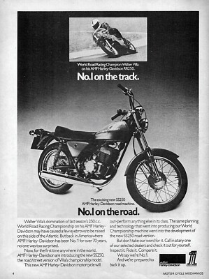 1975 Harley-Davidson SS-250 Motorcycle Original Print Ad | eBay
