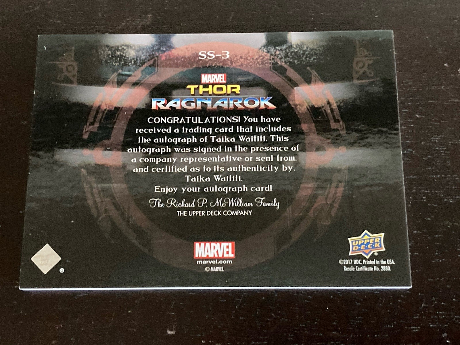 2017 Upper Deck Marvel Thor: Ragnarok Stars of Sakaar Taika Waititi ...