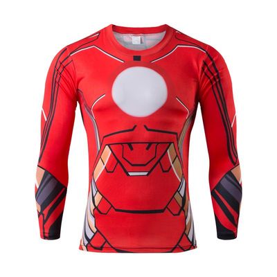 Mens long sleeve compression top gym superhero avengers marvel muscle ...