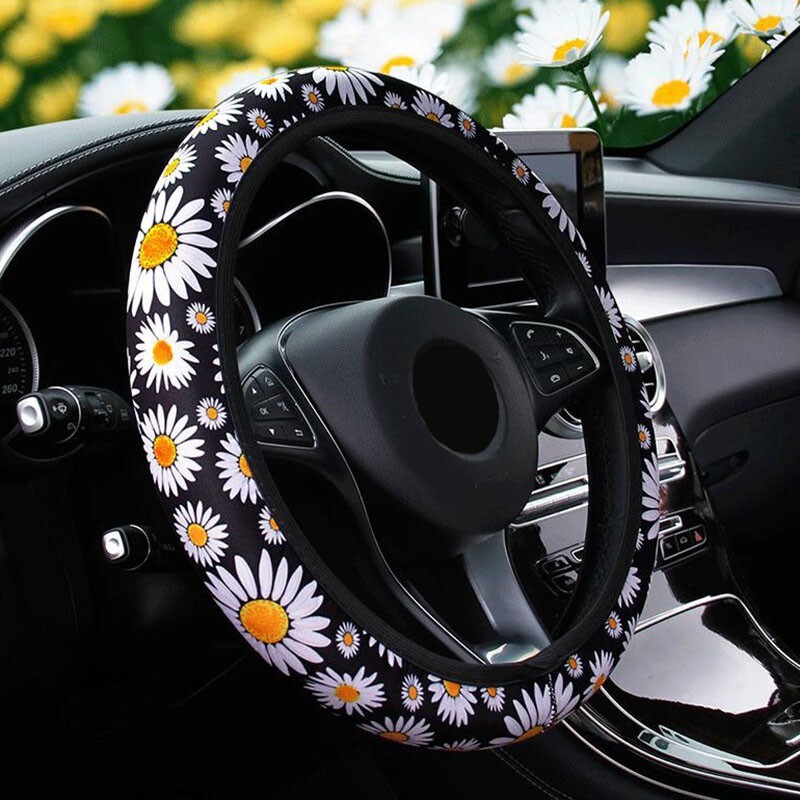 Universal Anti slip Daisy Design Steering Wheel Cover Skin friendly ...