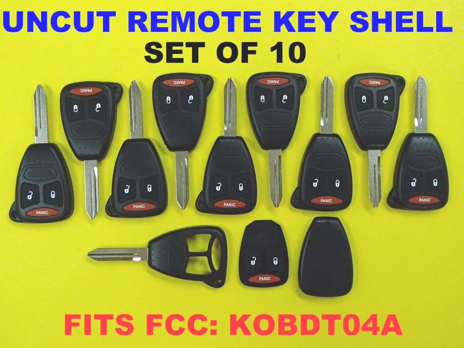 NEW UNCUT Lot Set Of 10 Remote Head Key Shell Case Rubber Button Pad ...