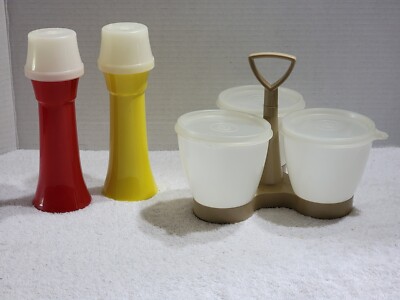 Vintage Tupperware #757 Condiment Caddy Server + Ketchup & Mustard ...