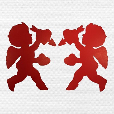 Vintage Die Cut Cupid Valentine Decorations Wall Window Hang 8 x 11 ...