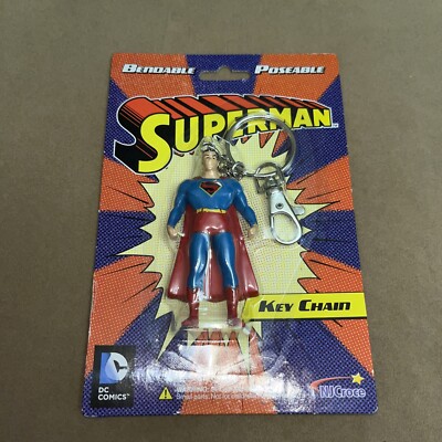Superman Key Chain DC Comics Bendable Posable 3" Figure Incl. Carabiner ...